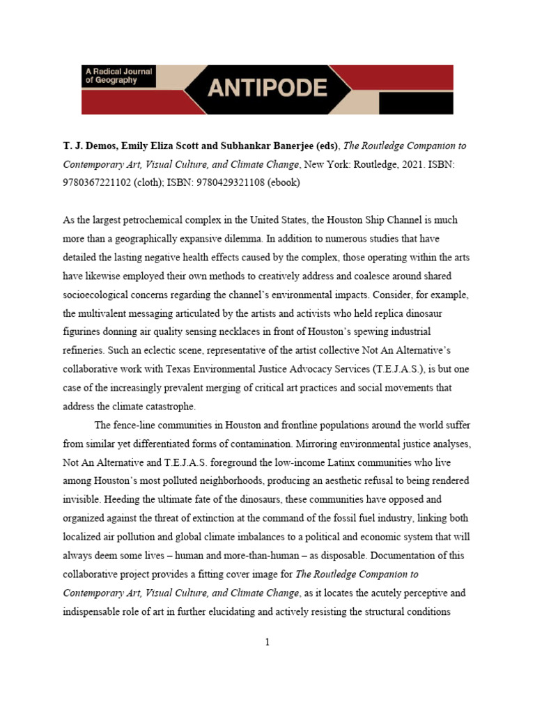 Book Review T J Demos Emily Eliza Scott | PDF | Violence | Ecology