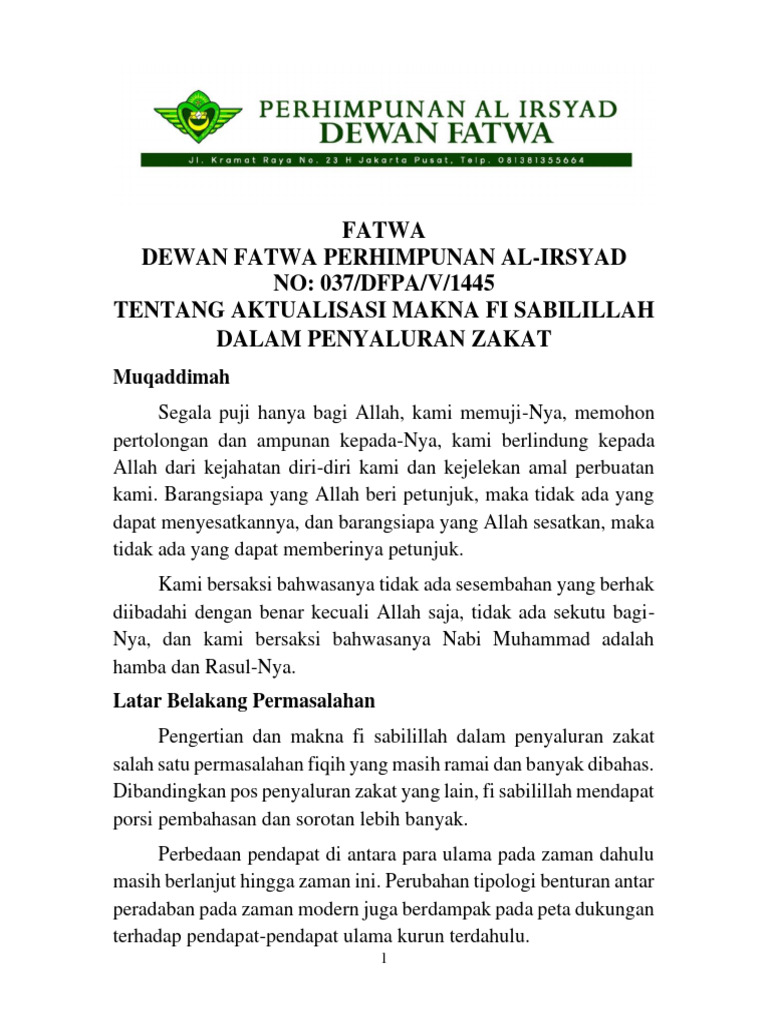 037 Fatwa Aktualisasi Makna Fi Sabilillah | PDF