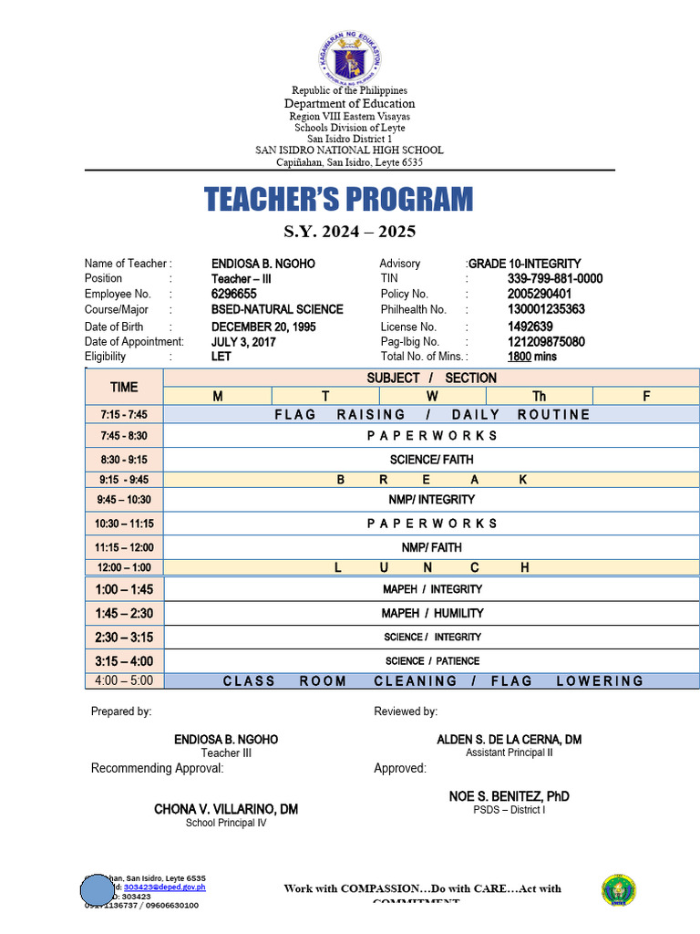 Teacher's Program 2024-2025 Overview | PDF