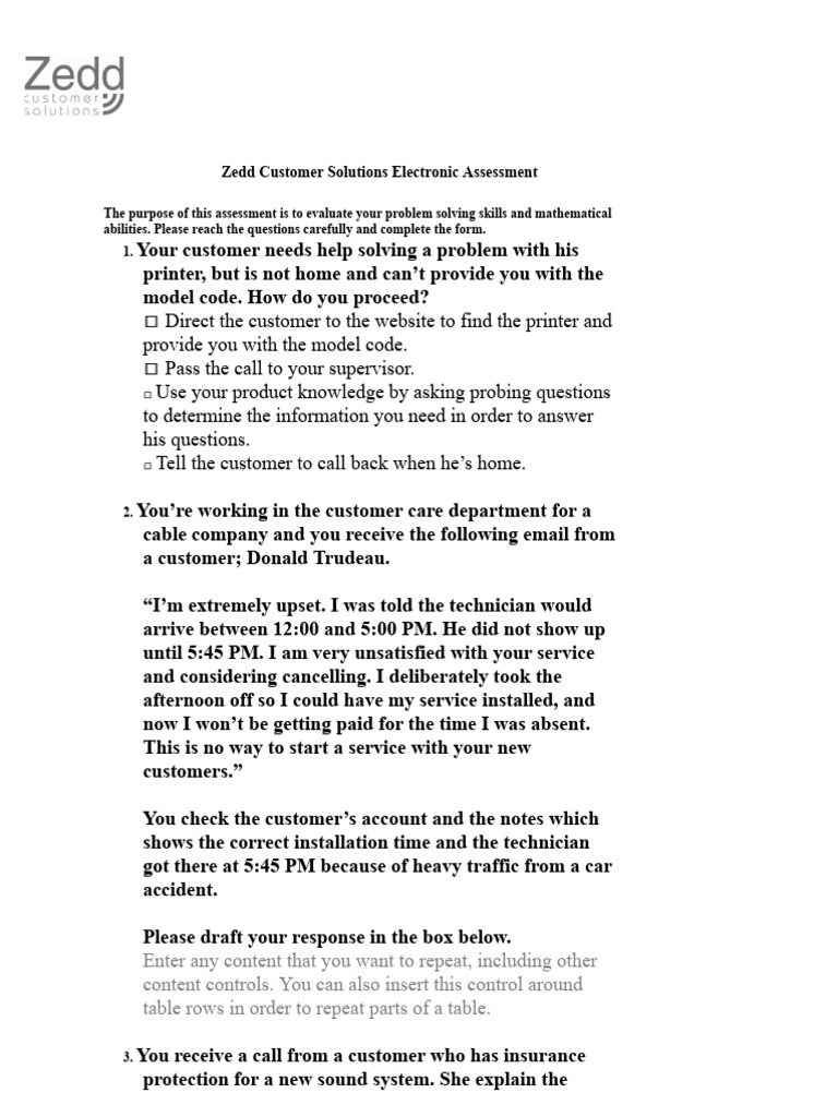 Re Interview With Zedd Customer Solutions | PDF Re Interview With Zedd Customer Solutions | PDF