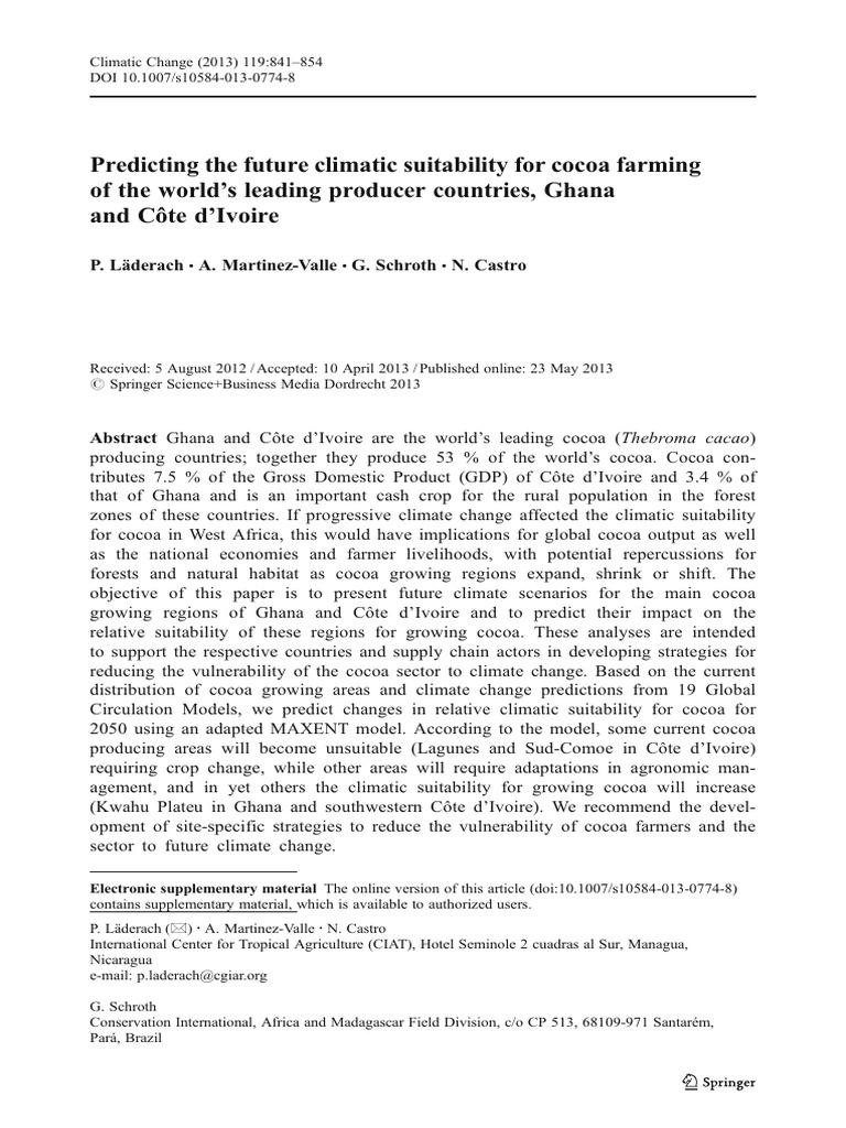 10.1007@s10584 013 0774 8 | PDF | Cocoa Bean | General Circulation Model