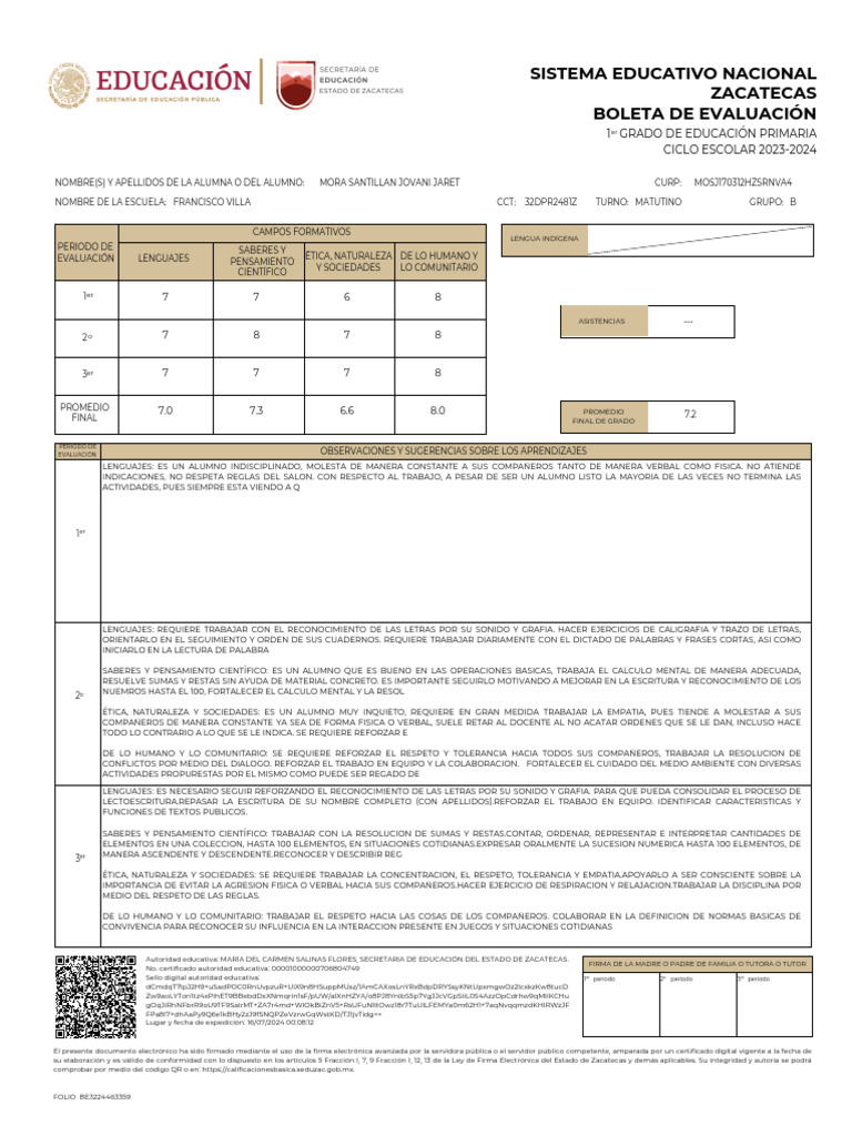 Boleta Primaria | PDF