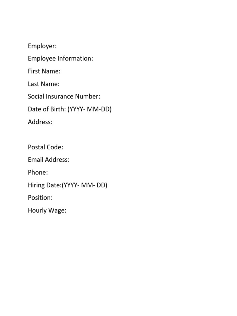Information Form For New Employee PDF | PDF