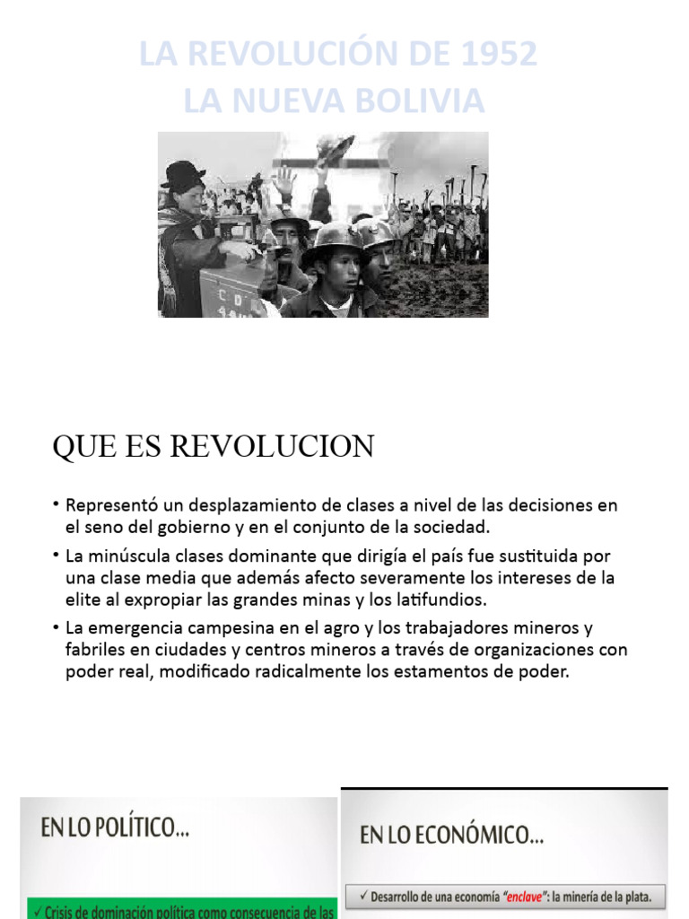 La Revolucion de 1952 y La Ley Inra | PDF | Bolivia | Economias