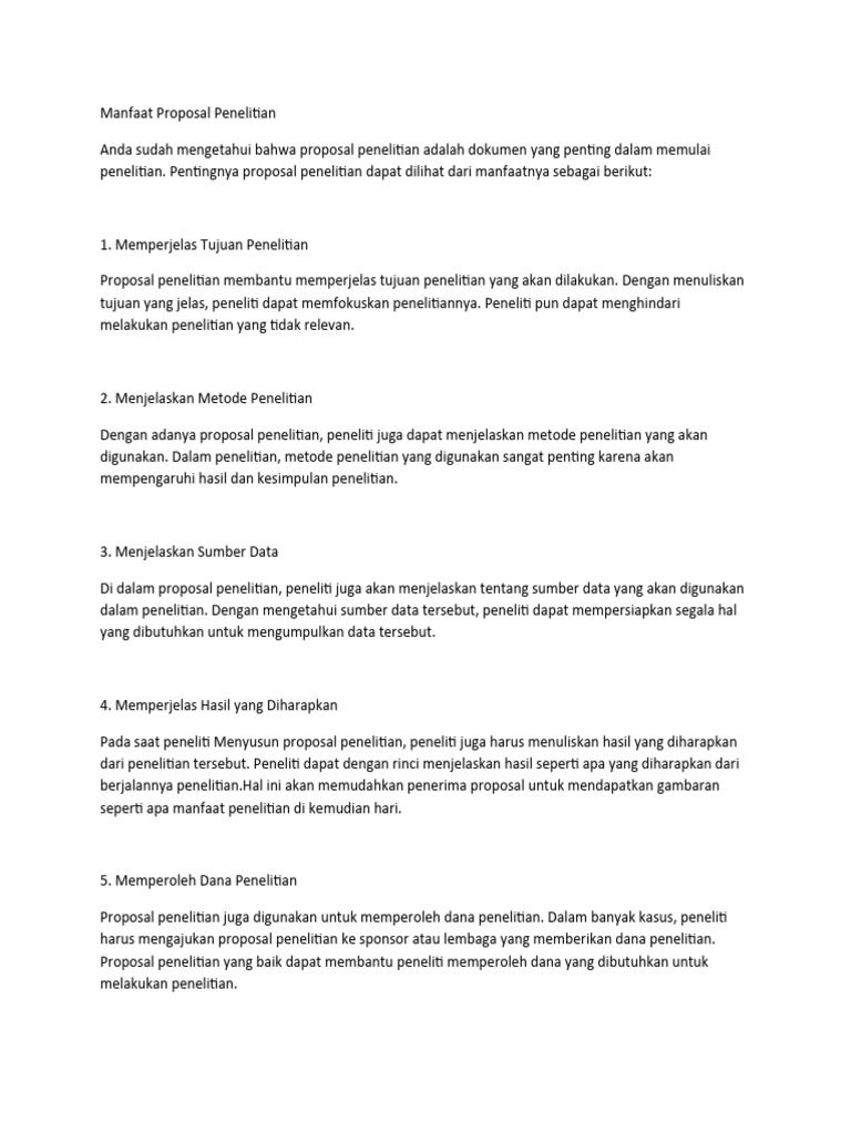 Manfaat Proposal Adalah | PDF | Karier & Perkembangan