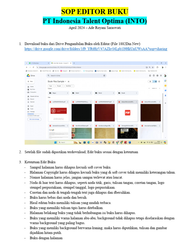 SOP Tugas Editor Buku INTO | PDF