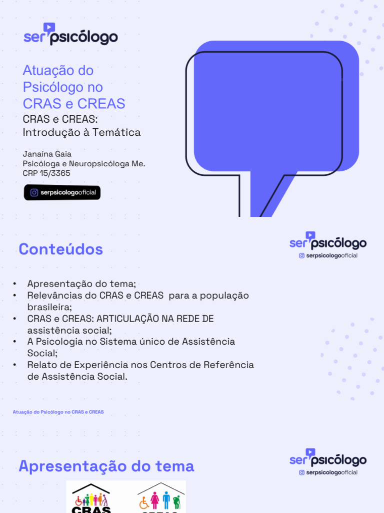 Psicologia nos CRAS e CREAS: Atuação e Impacto | PDF | Psicologia | Família