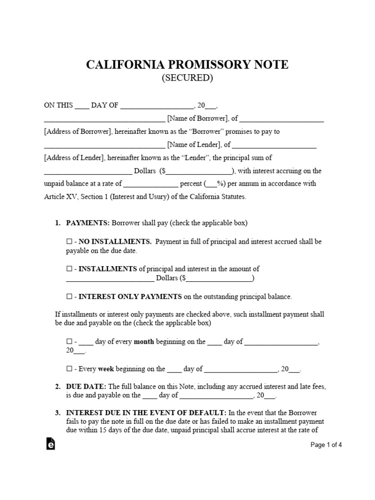 Promissory Note Ca | PDF | Interest | Promissory Note