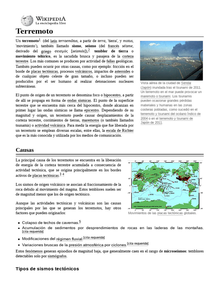 Terremoto | PDF | Temblores | Tsunami