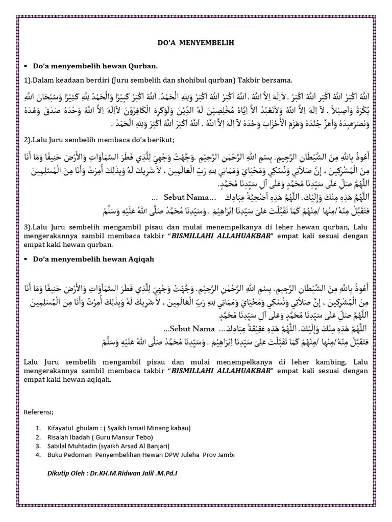 Bacaan Doa Menyembelih Hewan Qurban Dan Aqiqah Juleha | PDF