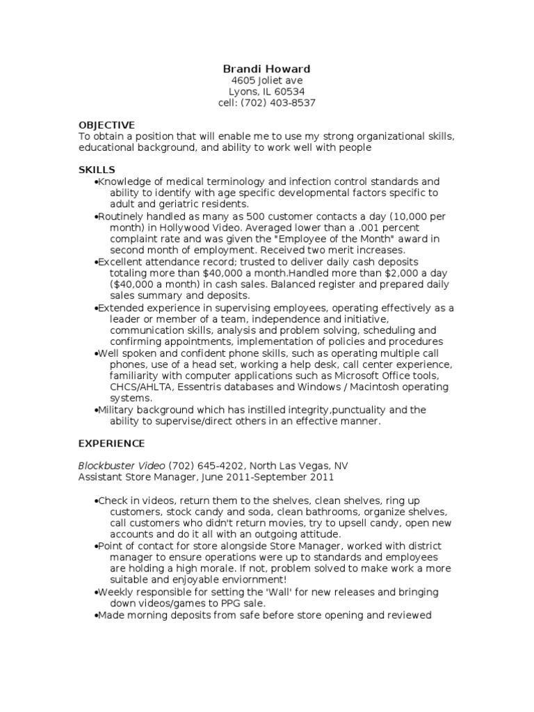 Brandi Resume | PDF | Emergency Medical Technician | Wellness