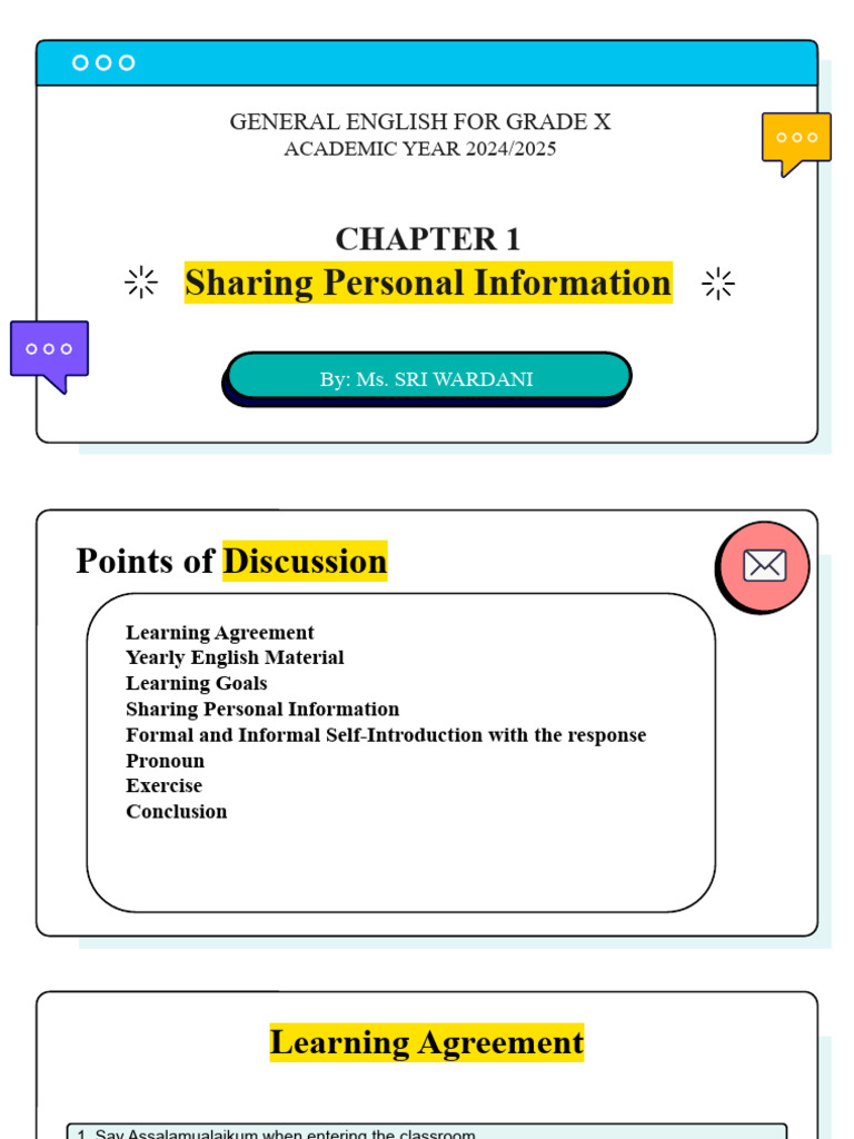 Chapter 1 Sharing Personal Information Grade X | PDF