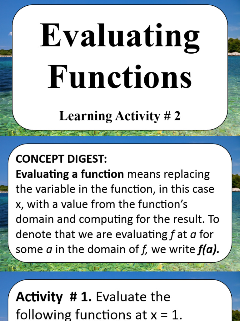 Evaluating Functions: A Step-by-Step Guide | PDF