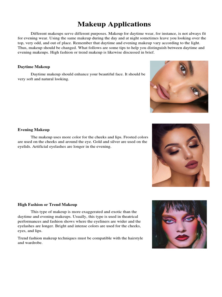 Makeup Applications | PDF | Cosmetics | Eyebrow