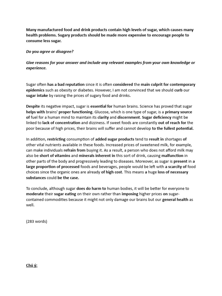 Wri - Sample - Sugary Products | PDF | Sugar | Diet & Nutrition