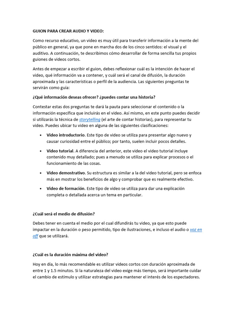 Guía para Crear Guiones de Video | PDF | Vídeo