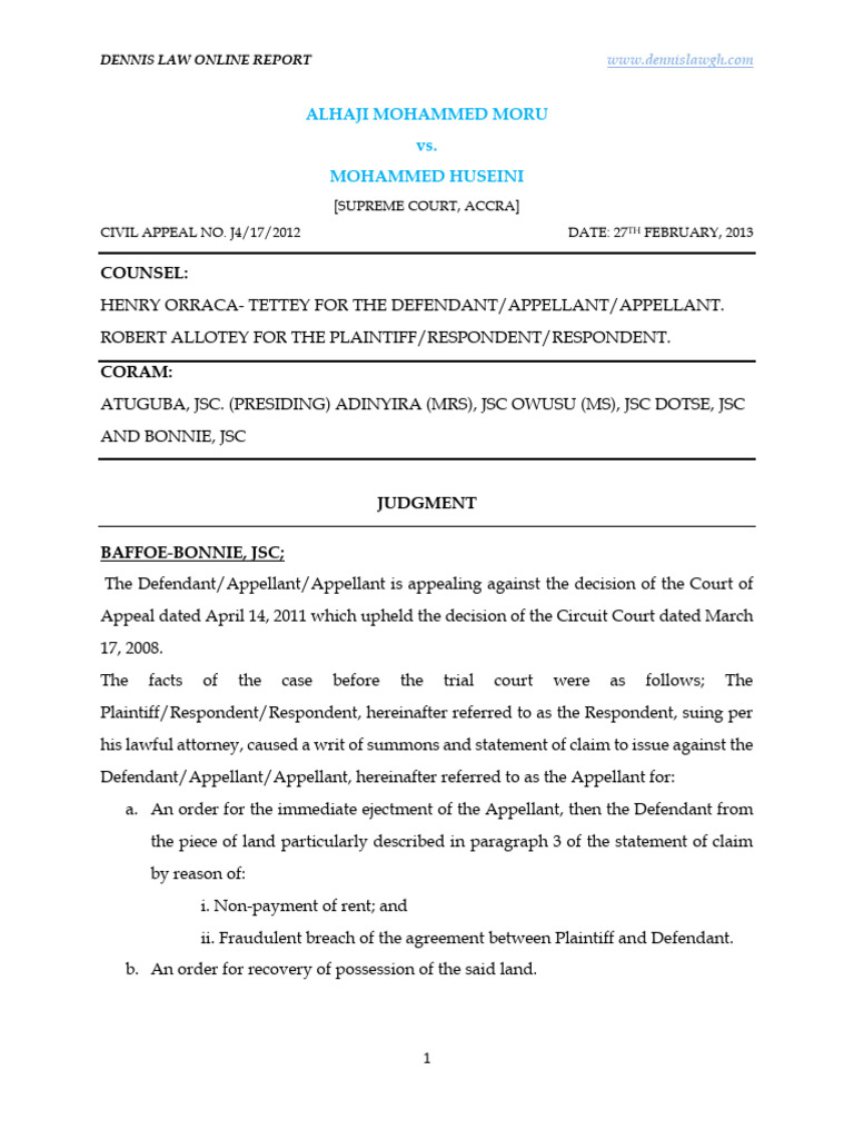 Alhaji Mohammed Moru v. Mohammed Husein | PDF | Appeal | Appellate Court