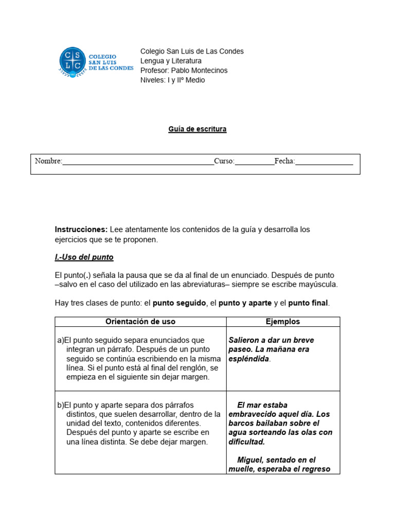 Guía Escritura | PDF