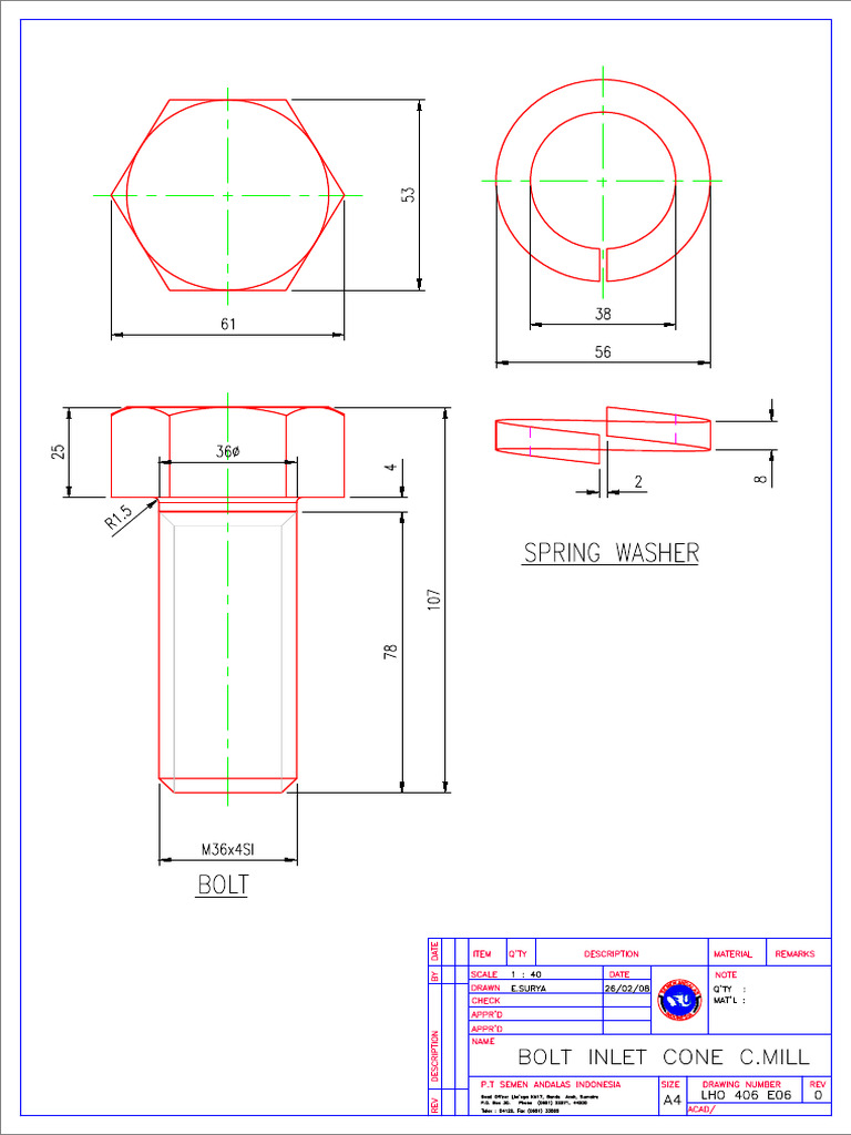 SI0615 - (LHO 406 E006) Bolt Inlet Cone C.mill | PDF
