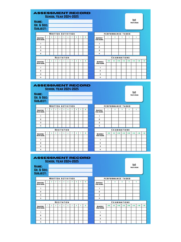 Assessment Card JHS SHS | PDF