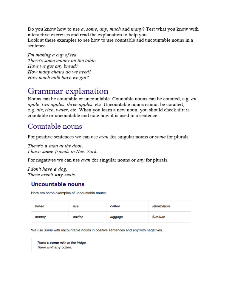 Countable and Uncountable Nouns 2 | PDF | Language Arts & Discipline ...