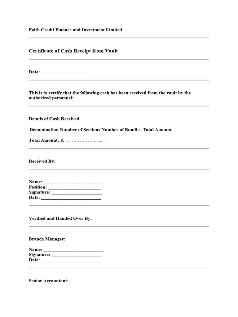 PROPOSED CERTIFICATE Faith Credit Finance and Investment Limited | PDF ...