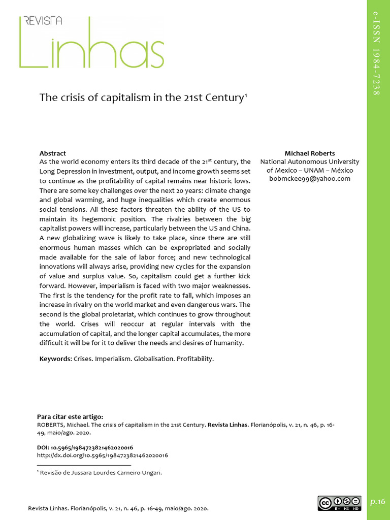 The Crisis of Capitalism in The 21st Century: Michael Roberts | PDF ...