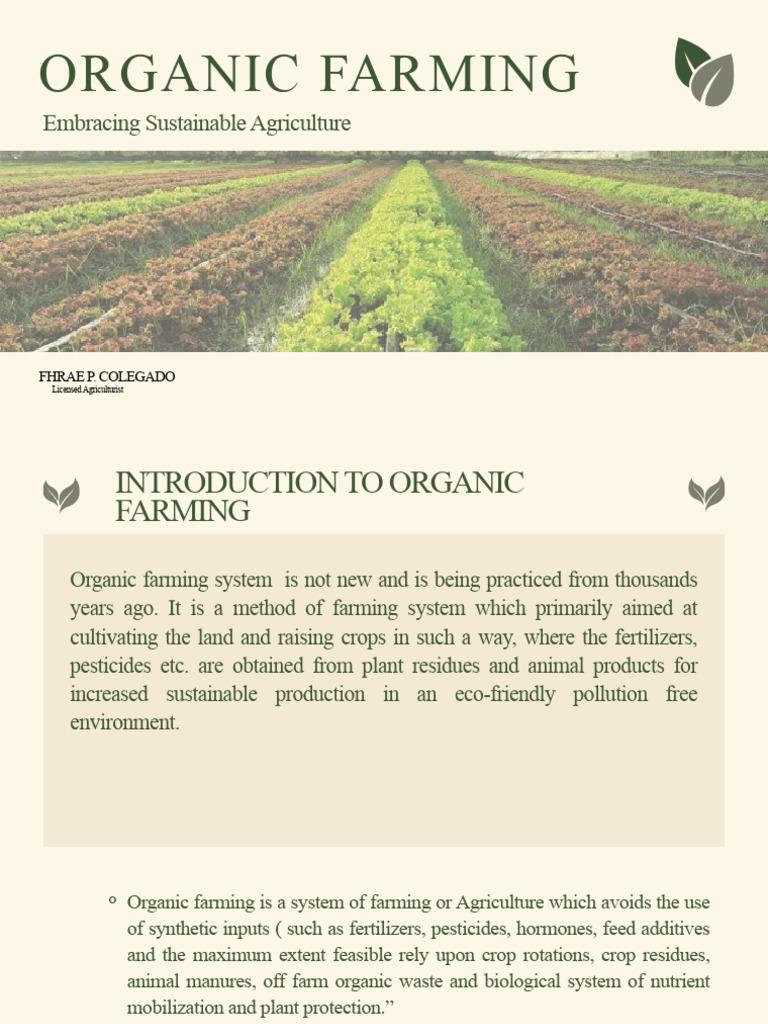 Introduction To Organic Farming | PDF | Organic Farming | Agriculture