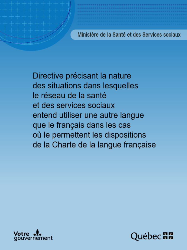 24-406-01W Directive RSSS VF. | PDF | Langue française