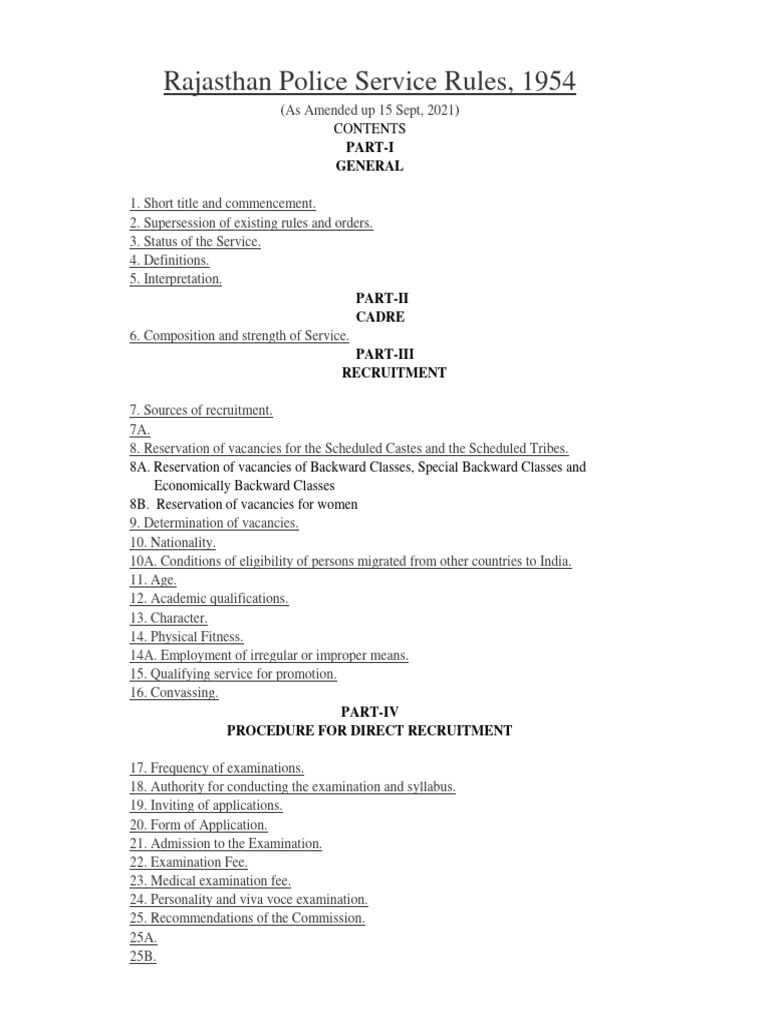 Rajasthan Police Service Rules 1954 | PDF | Legal Action | Law Enforcement