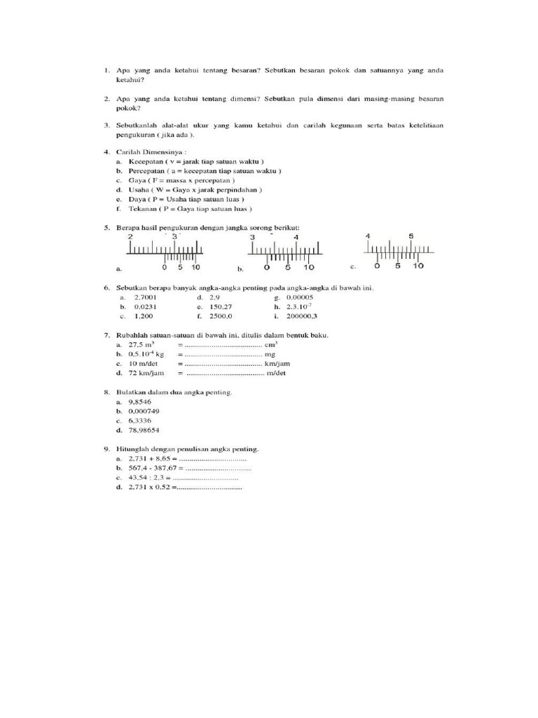 Latihan Soal Angka Penting Kelas X | PDF