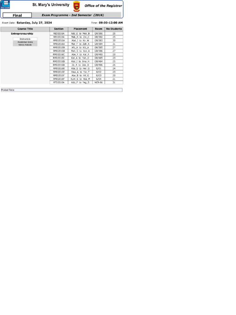 Regular Student Final Exam Final Schedule Pdf