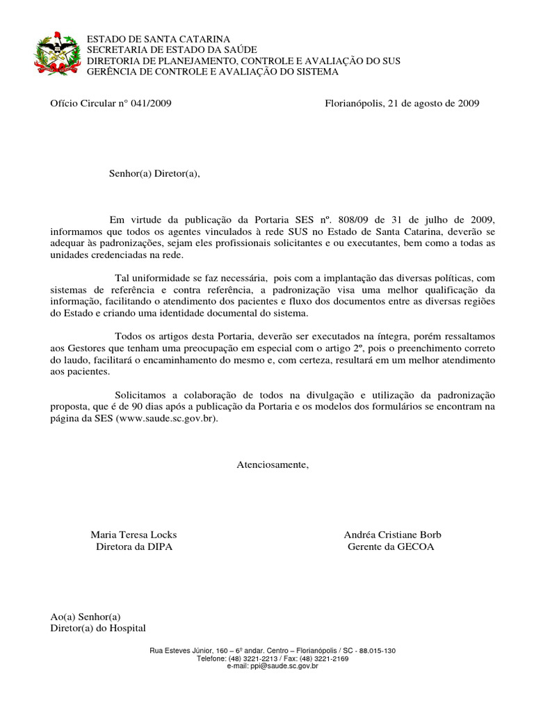 Oficio Circular 041-2009 | PDF Oficio Circular 041-2009 | PDF