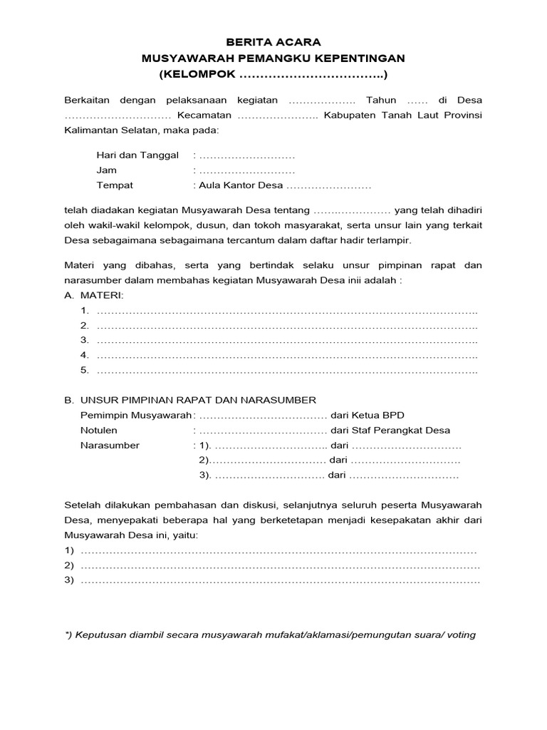 Ba - Musyawarah Desa - Notul - DFTR HDR | PDF
