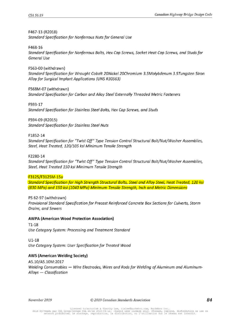 Bolting Pages From CSA S6 (2019) - Canadian Highway Bridge Design Code | PDF | Screw | Steel