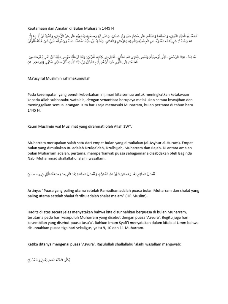 Amalan Awal Bulan Muharram | PDF