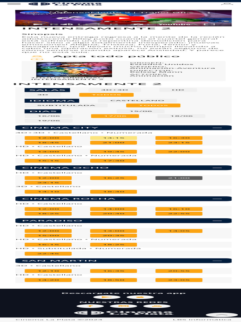 INTENSAMENTE 2 en Cinema La Plata | PDF