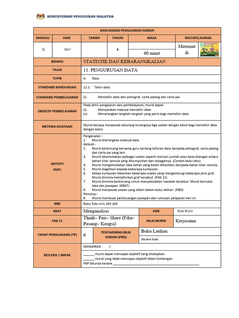 RPH MT Tahun 6 (Tajuk 11) | PDF