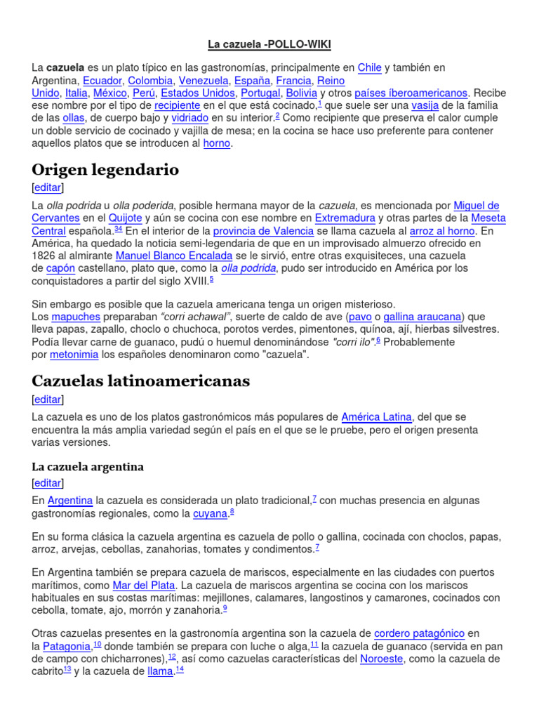 La CAZUELA POLLO-WIKI | PDF | Preparación de comida y bebida | Cocina ...