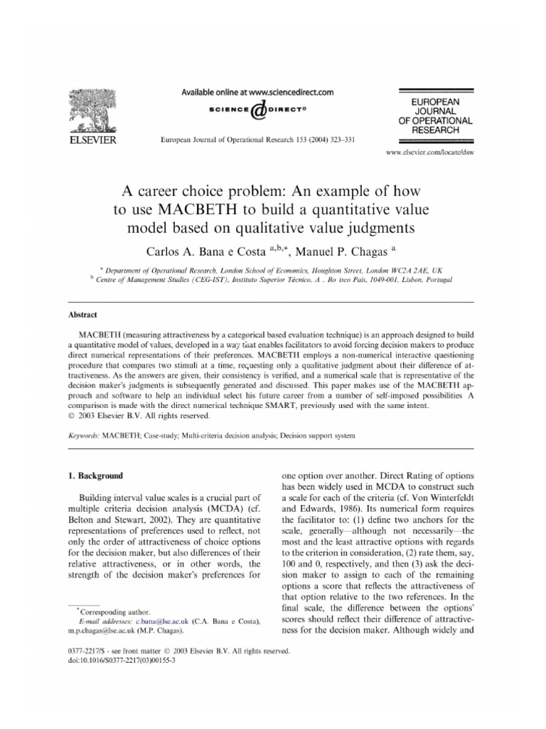 A Career Choice Problem | PDF