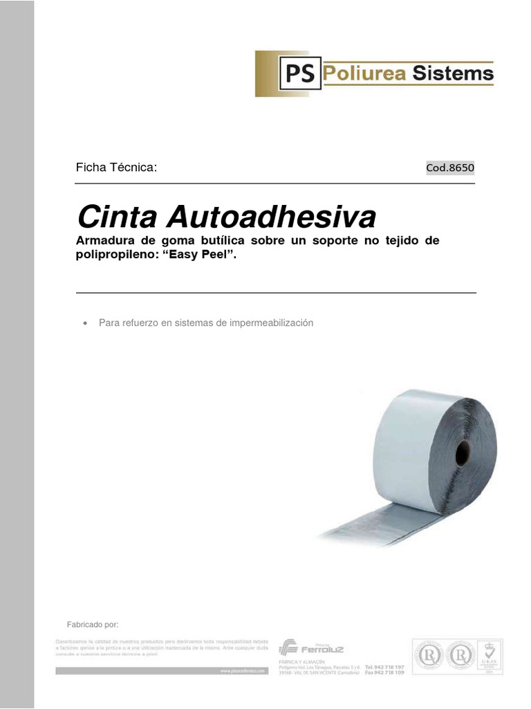FT. CINTA AUTOADHESIVA Cod. 8650 | PDF | Ingeniería de Edificación | Materiales