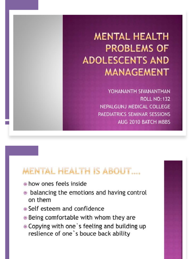 Common Mental Health Issues Among Adolescents | PDF
