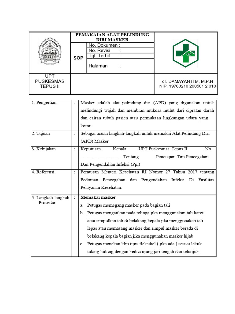 Panduan Pemakaian Masker APD | PDF