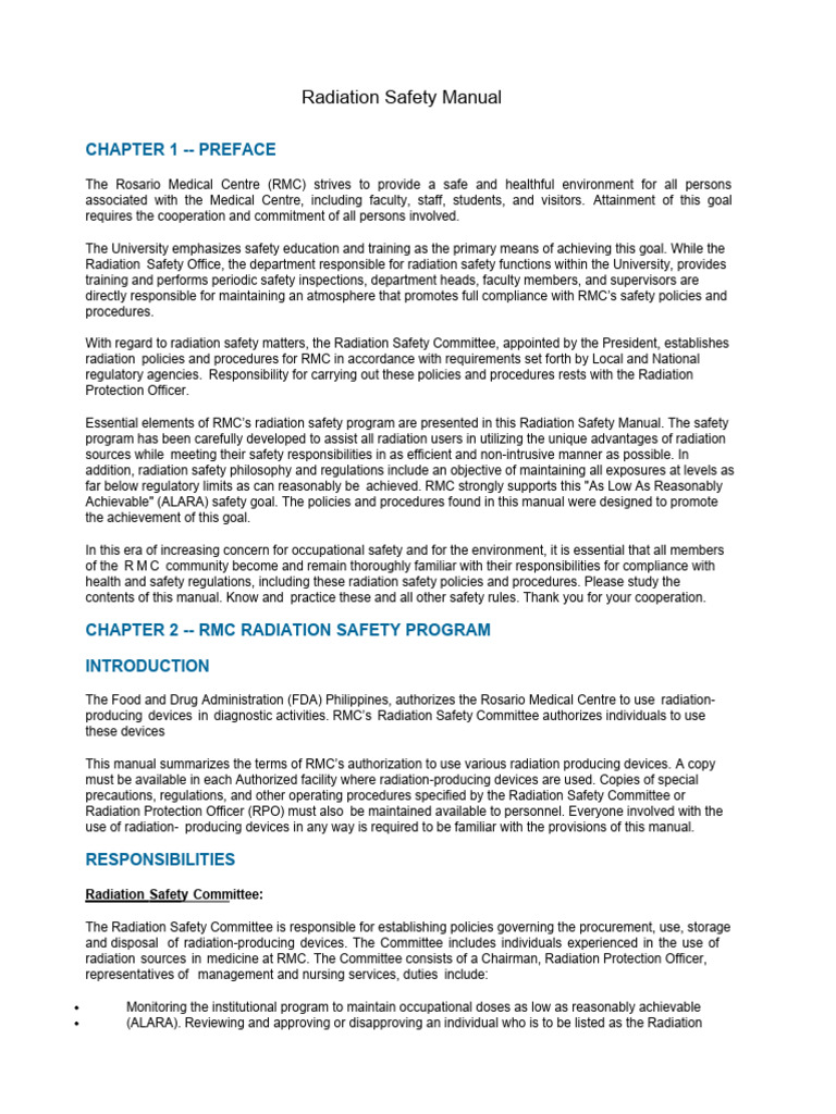 Radiation Safety Manual | PDF | Absorbed Dose | Ionizing Radiation