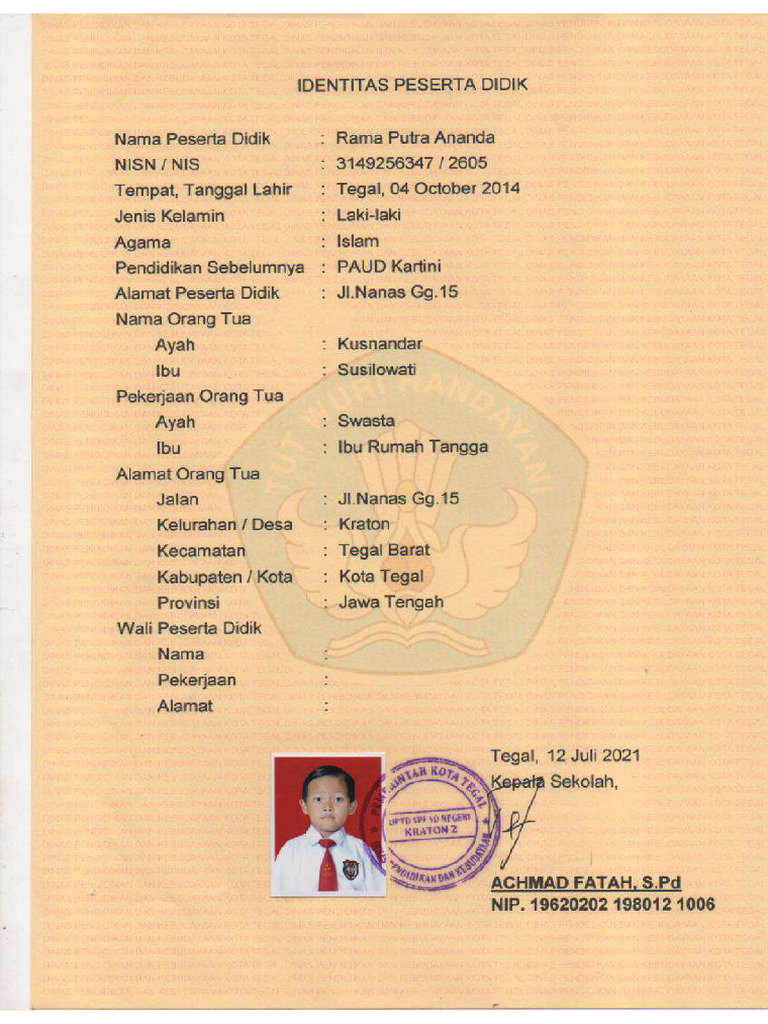 Biodata Rama Putra | PDF