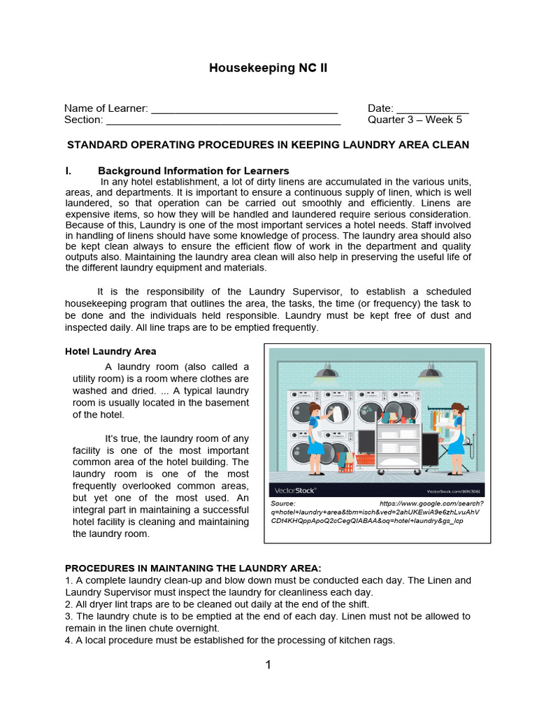 Las Tle-Tvl Housekeeping q3 Week5 Updated | PDF | Laundry | Washing Machine