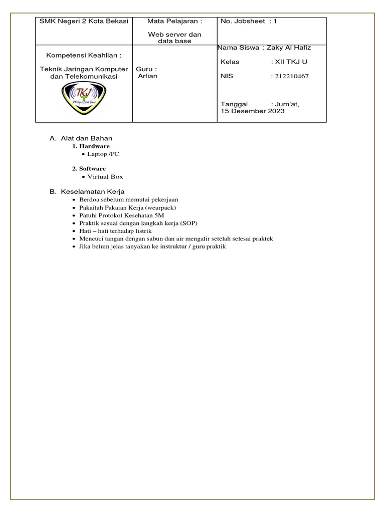 Jobsheet Zaky Web Server Dan Data Base | PDF