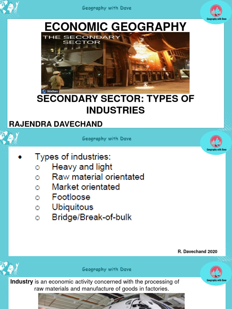 Types of Industries in Economic Geography | PDF | Factory | Goods