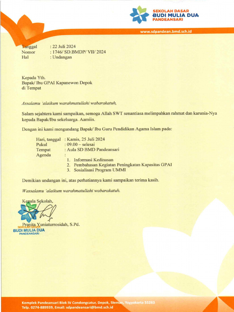 UNDANGAN GPAI Kapanewon Depok - 25 Juli 2024 | PDF