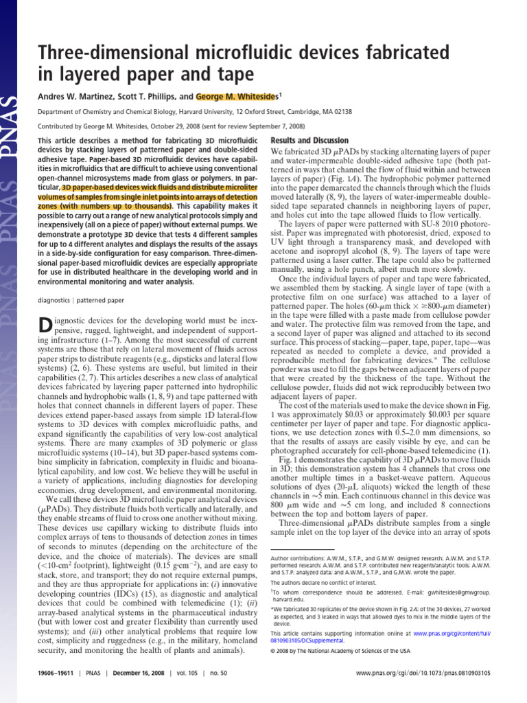 Microfluidic Devices in Layered Paper and Tape | PDF | Microfluidics ...